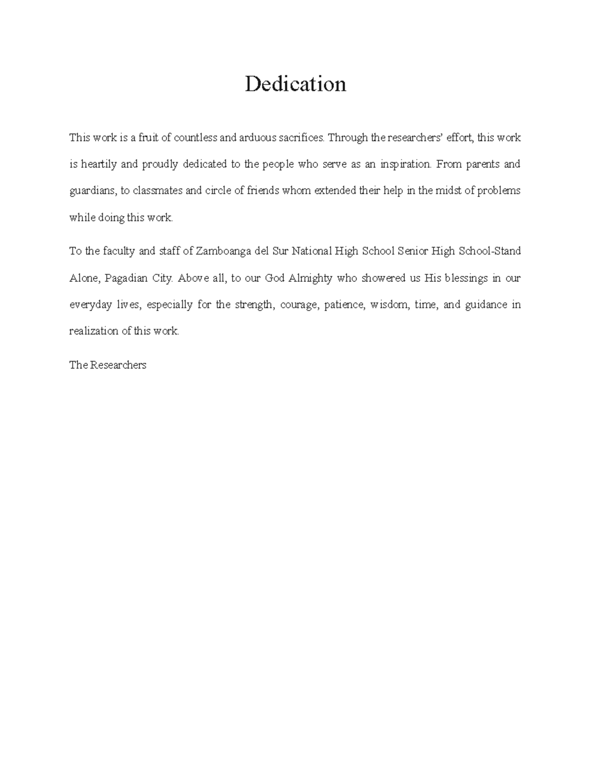 Dedication - program - Dedication This work is a fruit of countless and ...