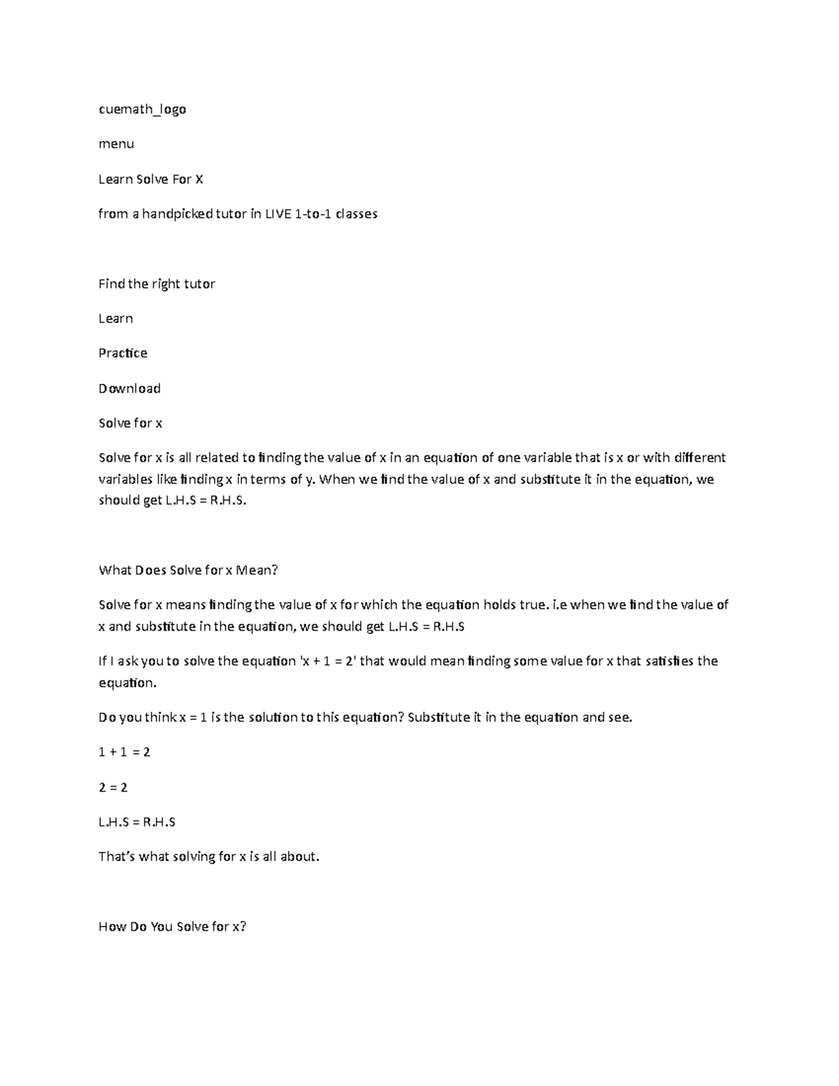 Math X value - Assignment - cuemath_logomenu Learn Solve For Xfrom a ...