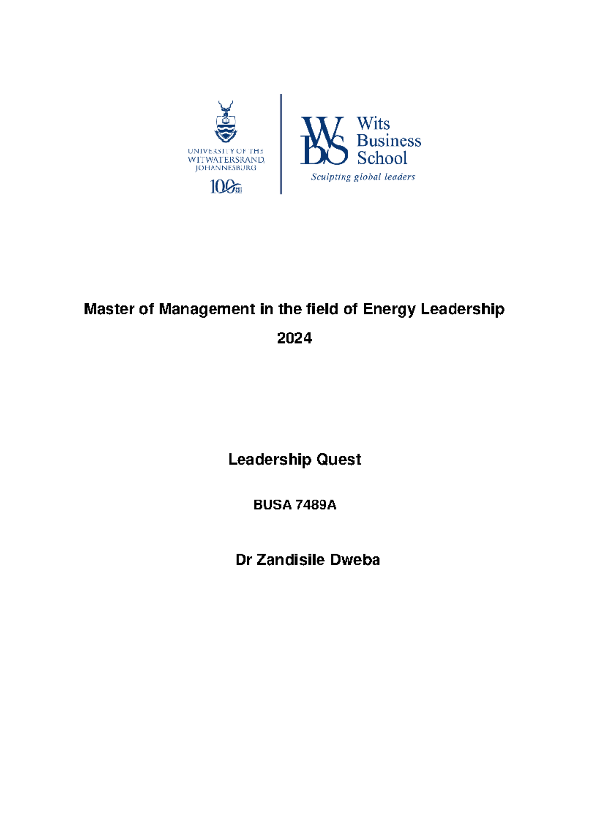 LQ Course Pack MMEL April 2024 - Master of Management in the field of ...