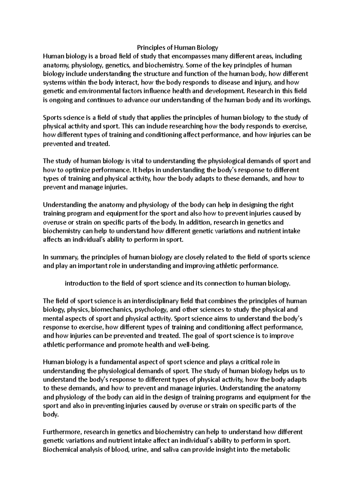 Principles of Human Biology - Principles of Human Biology Human biology ...