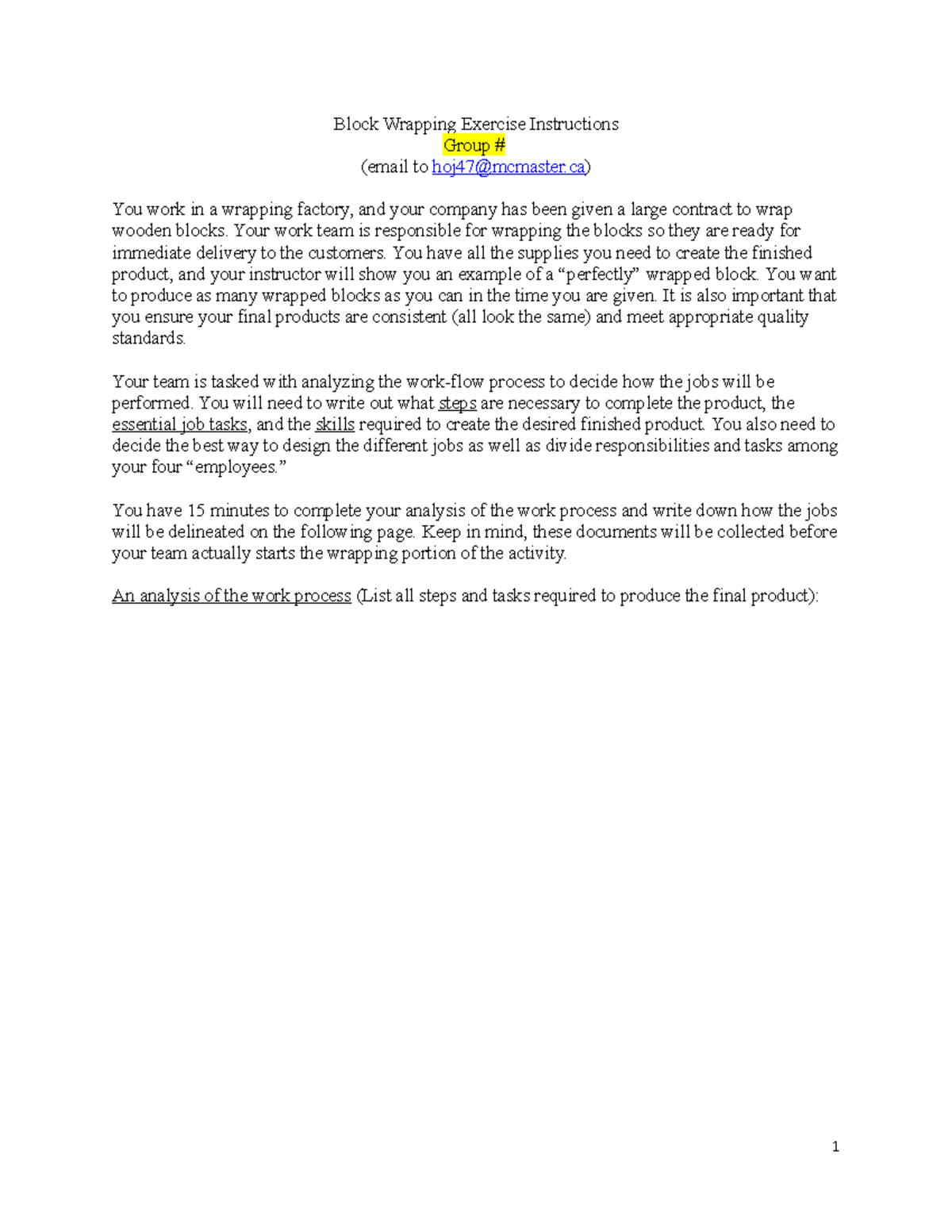 Block Wrapping Exercise Handout - Block Wrapping Exercise Instructions ...