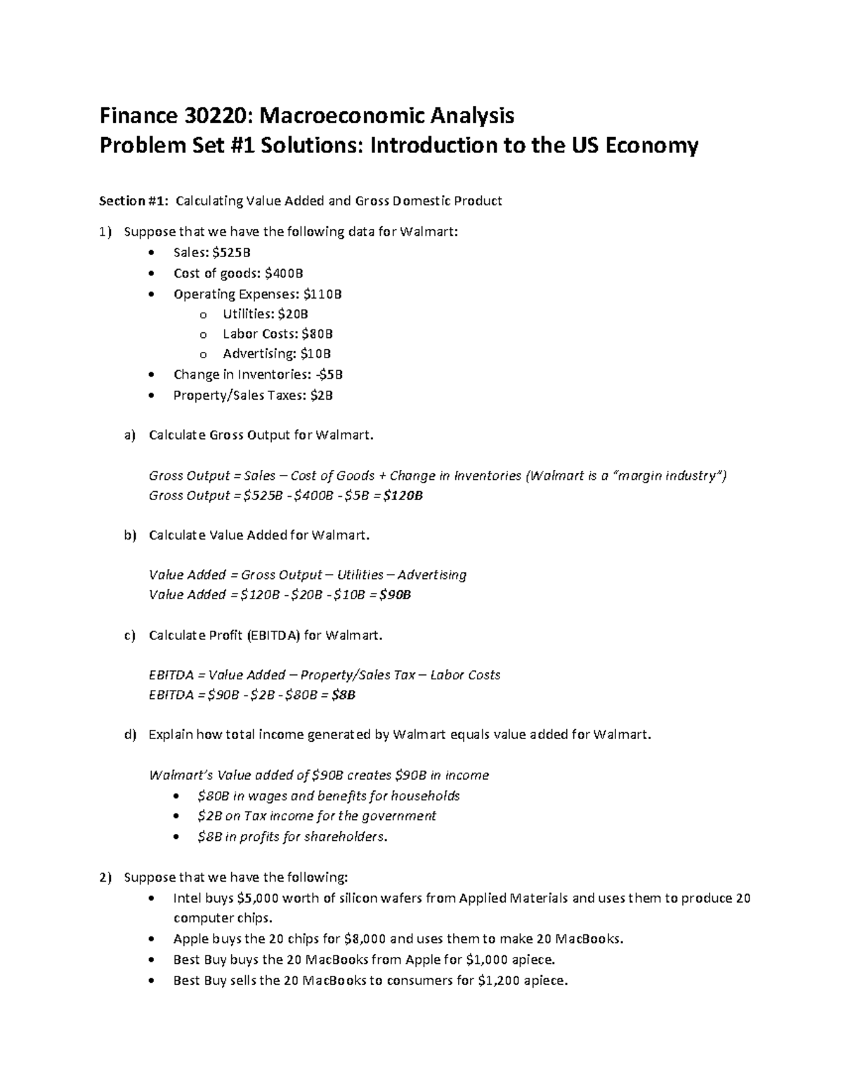 Problem Set 1 Solutions - Finance 30220: Macroeconomic Analysis Problem Set #1 Solutions: - Studocu
