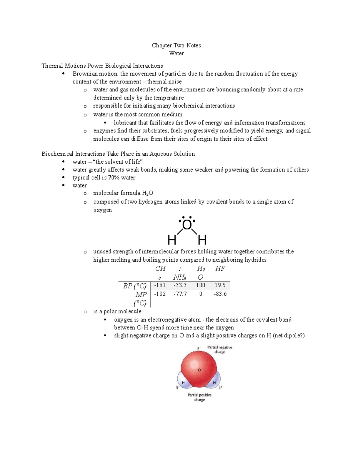 Ch Two (TBS) Notes - Water - Chapter Two Notes Water Thermal Motions ...
