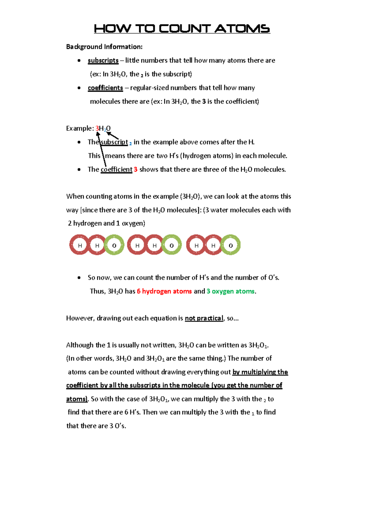 How to count atoms - HOW TO COUNT ATOMS Background Information ...