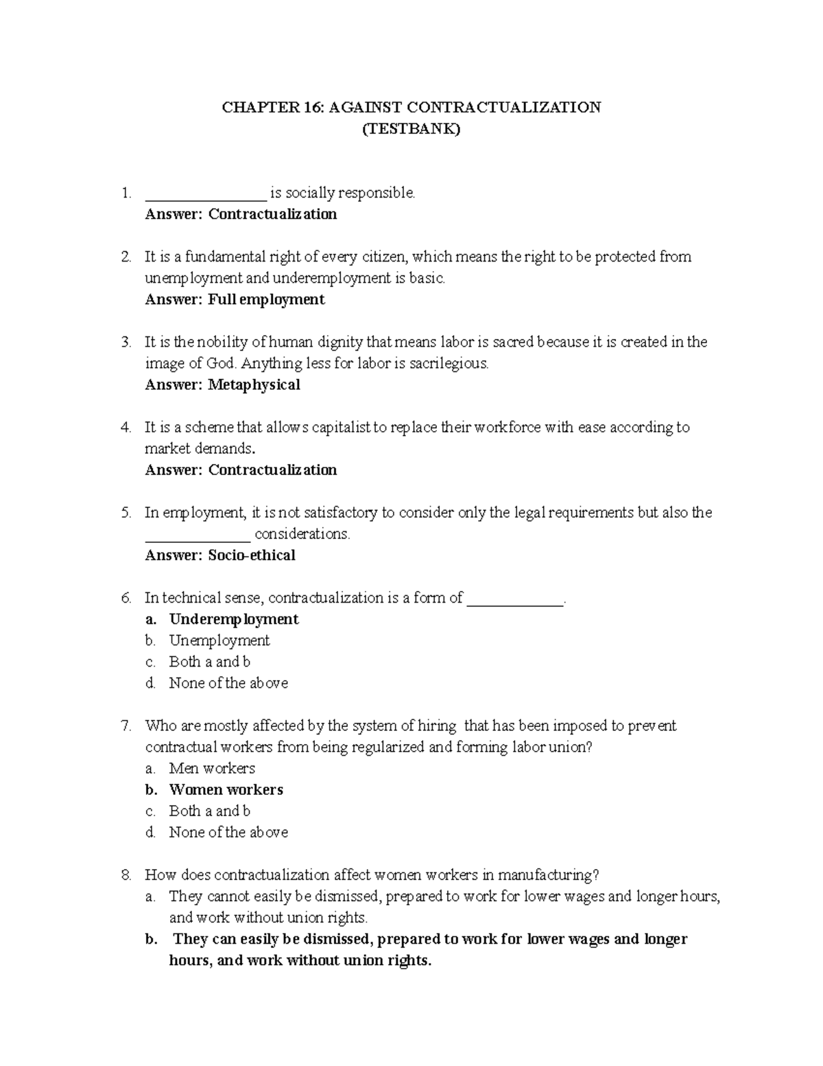 Economic Development -Against Contractualization - Studocu