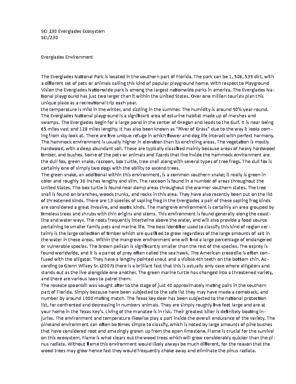 SCI 270 Everglades Ecosystem 5 - SCI 230 Everglades Ecosystem SCI ...