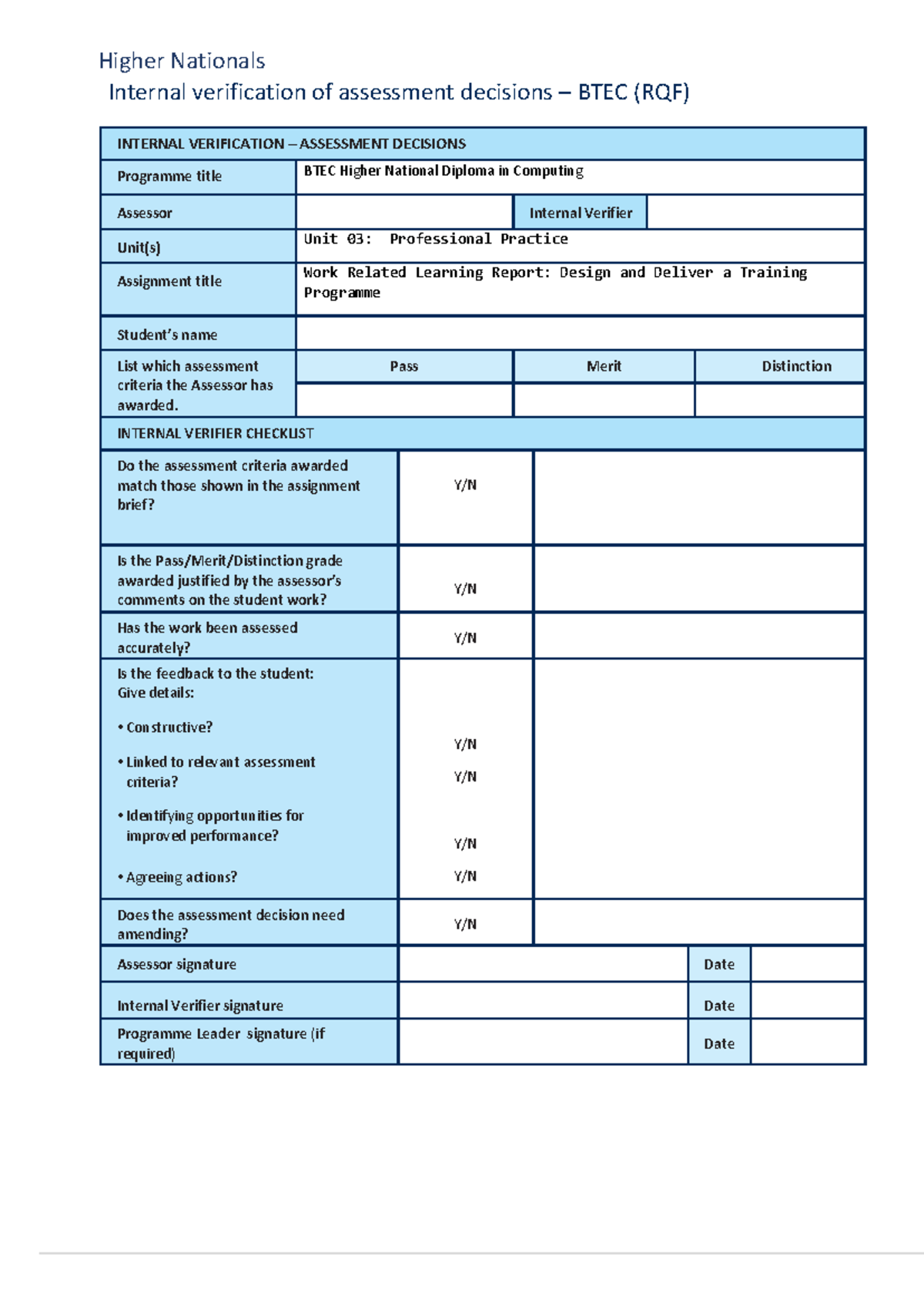 Unit 03 - Professional Practice - Higher Nationals Internal ...