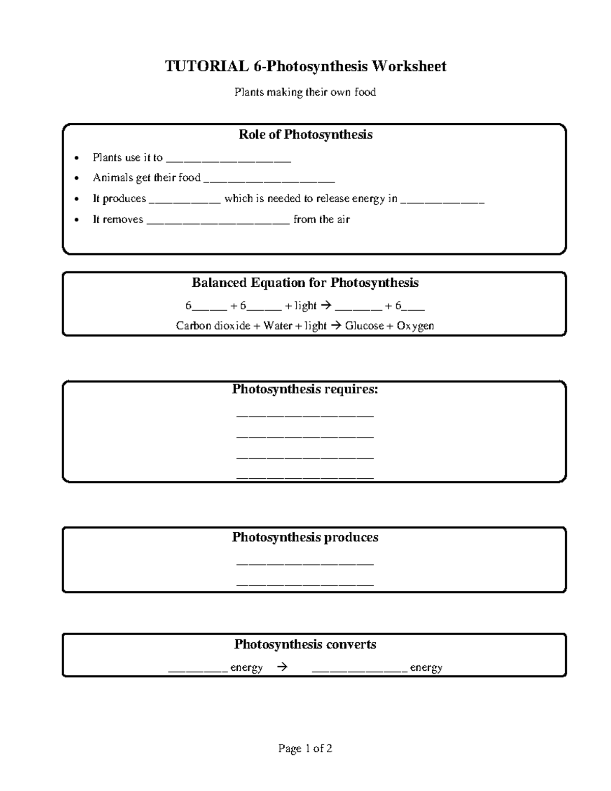 TUT6 2024 Photosynthesis worksheet - Page 1 of 2 TUTORIAL 6 ...