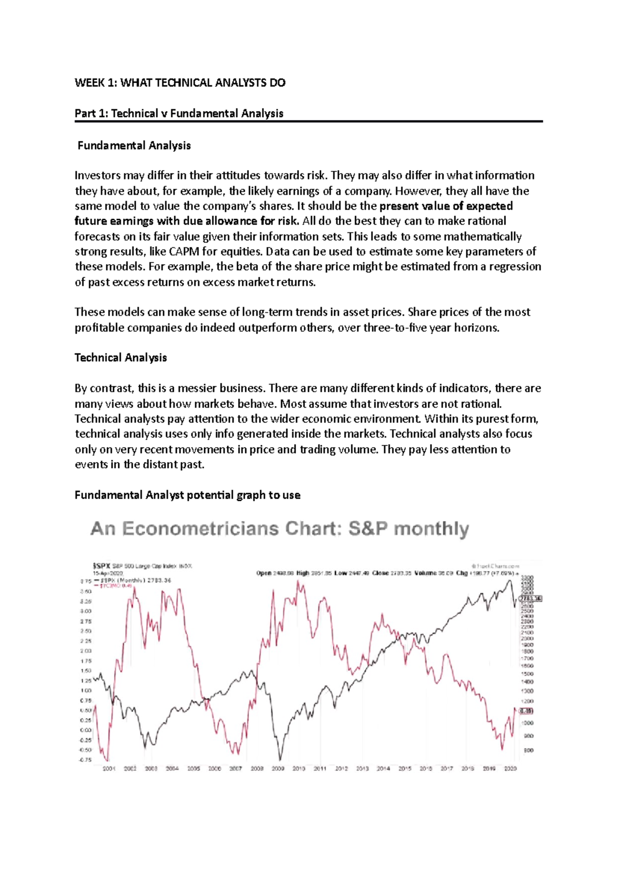 WEEK 1 - Introduction to Technical Analysis and Trading Systems - WEEK ...