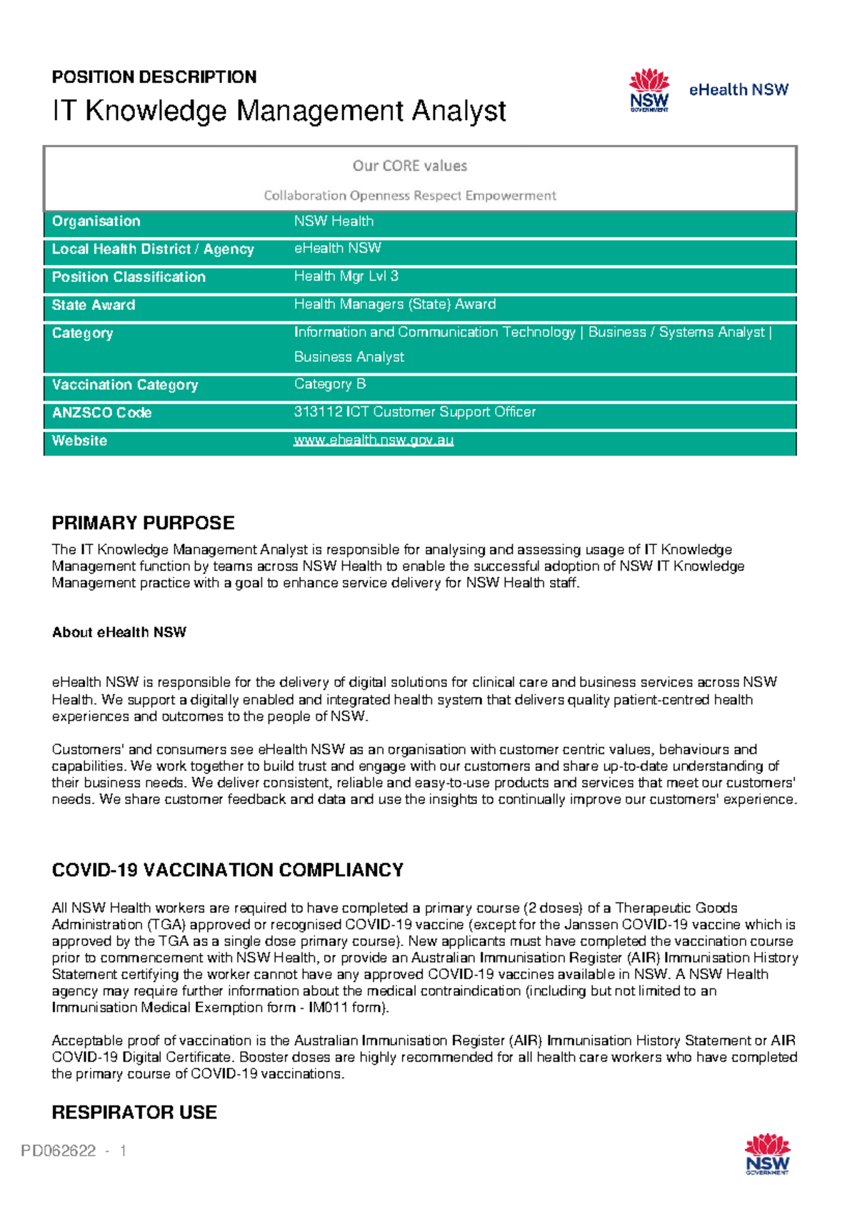 NSWH Requisition PD REQ481725 - IT Knowledge Management Analyst ...