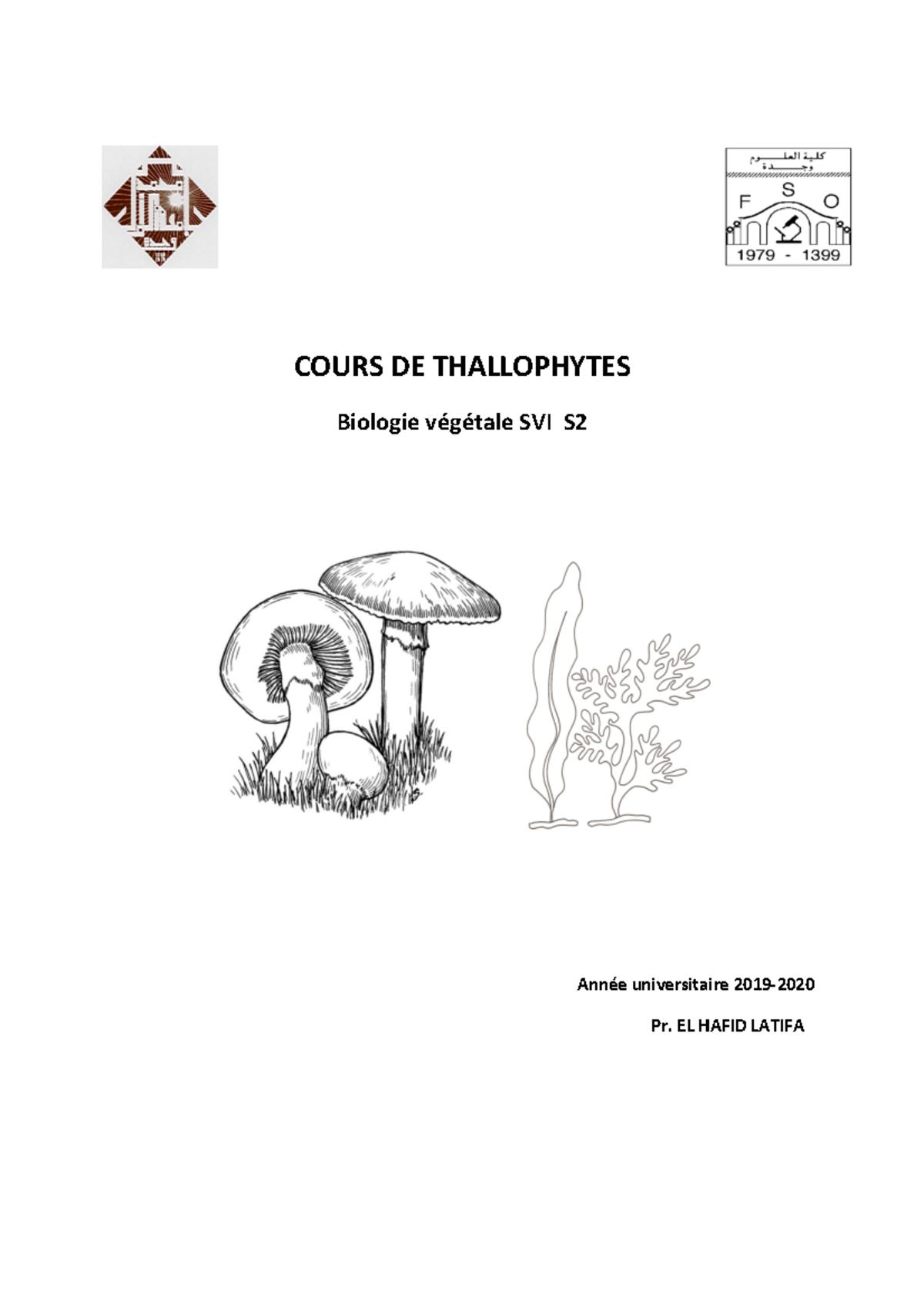 Thallophytes S2 SVT Polycopié 2020 - COURS DE THALLOPHYTES Biologie ...
