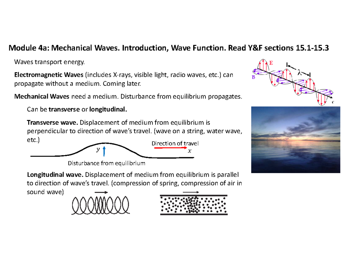 Module 4a Mech Waves Intro Wave Function - Module 4a: Mechanical Waves ...
