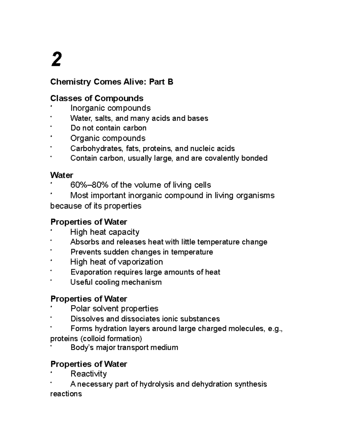 Reading Outline-Ch2B - Lecture notes 1 - 2 Chemistry Comes Alive: Part ...