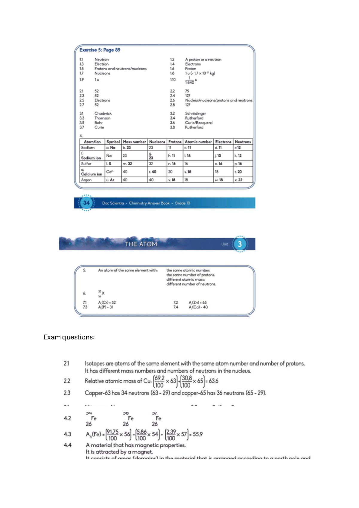 Isotopes exercises memo - Exam questions: - Studocu