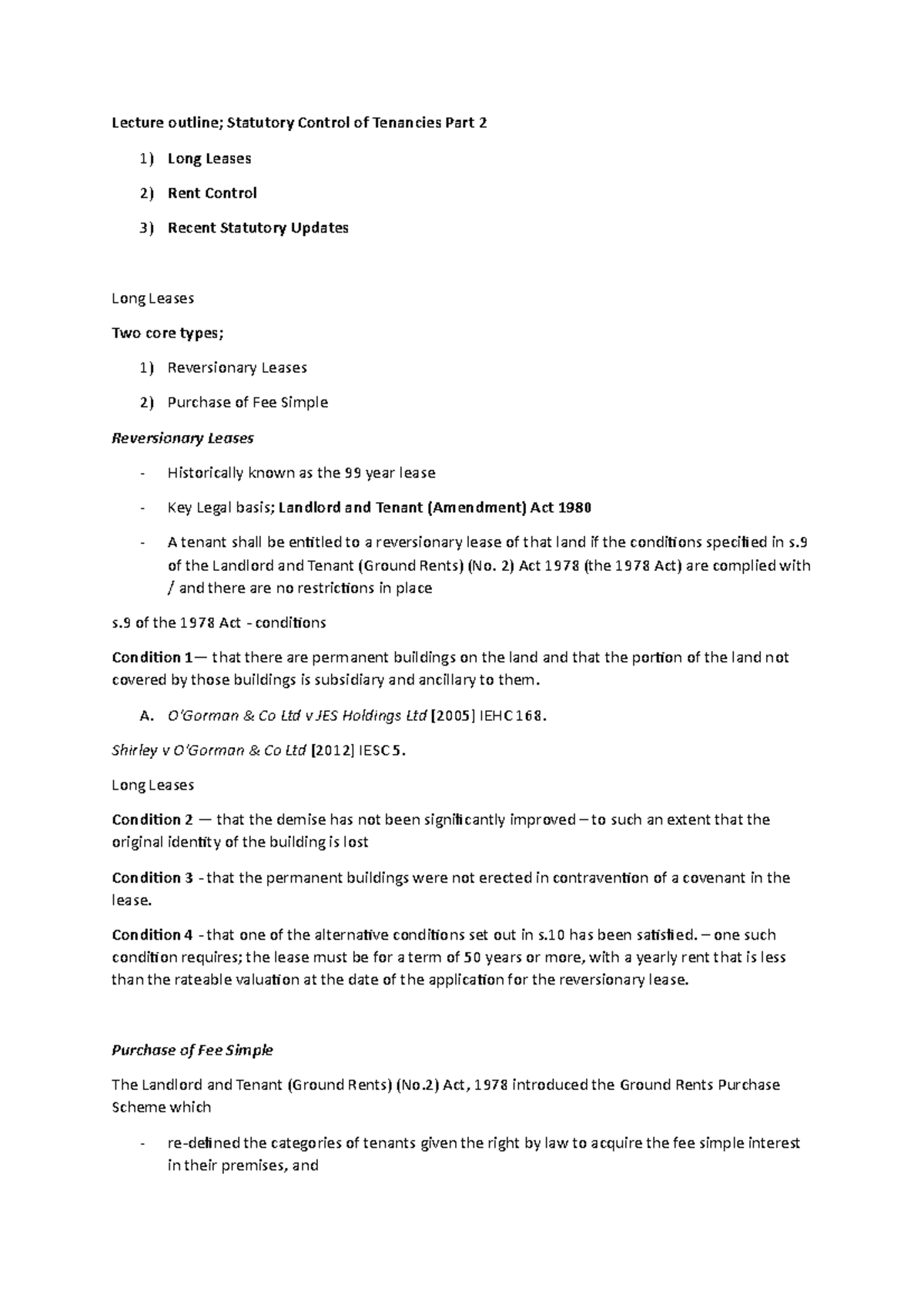 Advanced Property 2023 Week 6 Statutory Control of Tenancies Part 2 ...