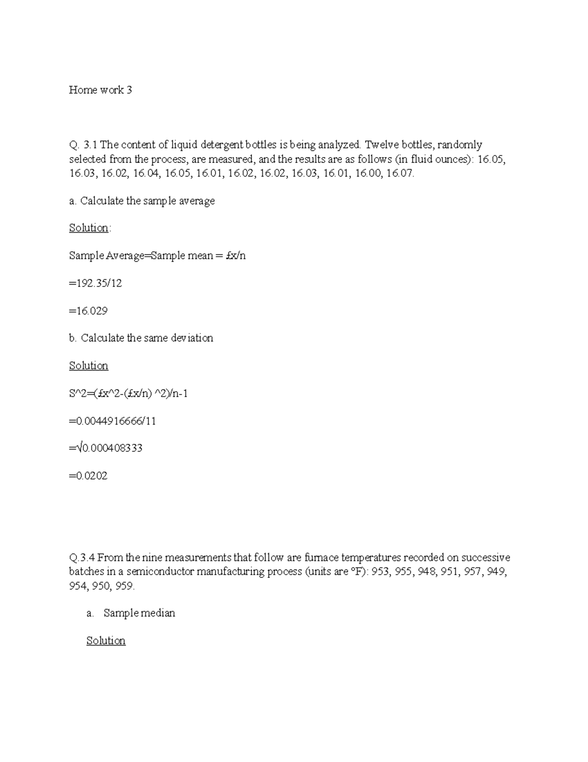 Sql ...Hw 3 - quality control home work - Home work 3 Q. 3 The content ...