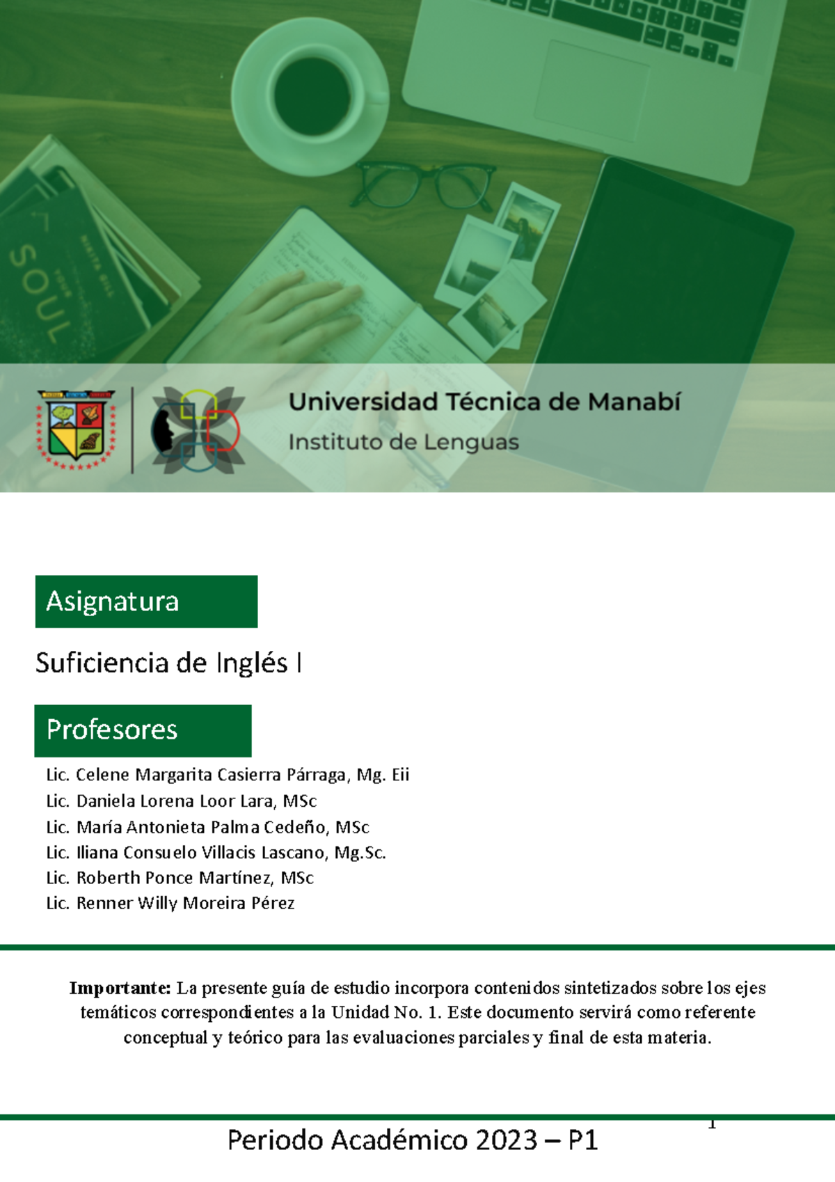 Compendio-Unit 1.pdf - compendios - 1 Asignatura Lic. Celene Margarita Casierra Párraga, Mg. Eii ...