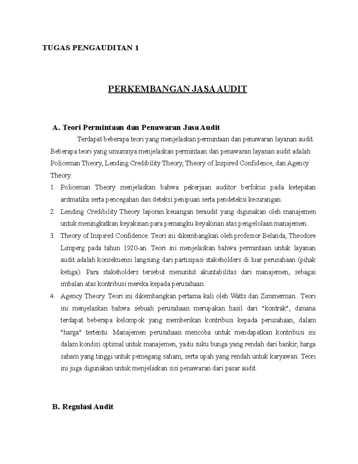Tugas Pengauditan 1 - TUGAS PENGAUDITAN 1 PERKEMBANGAN JASA AUDIT A ...