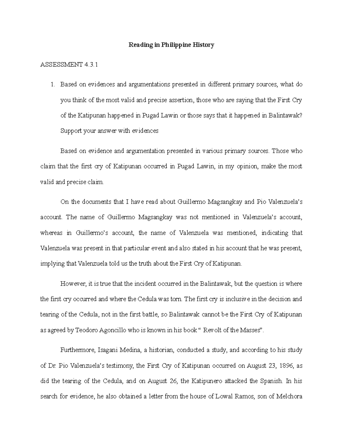 Reading in Philippine History - Reading in Philippine History ...