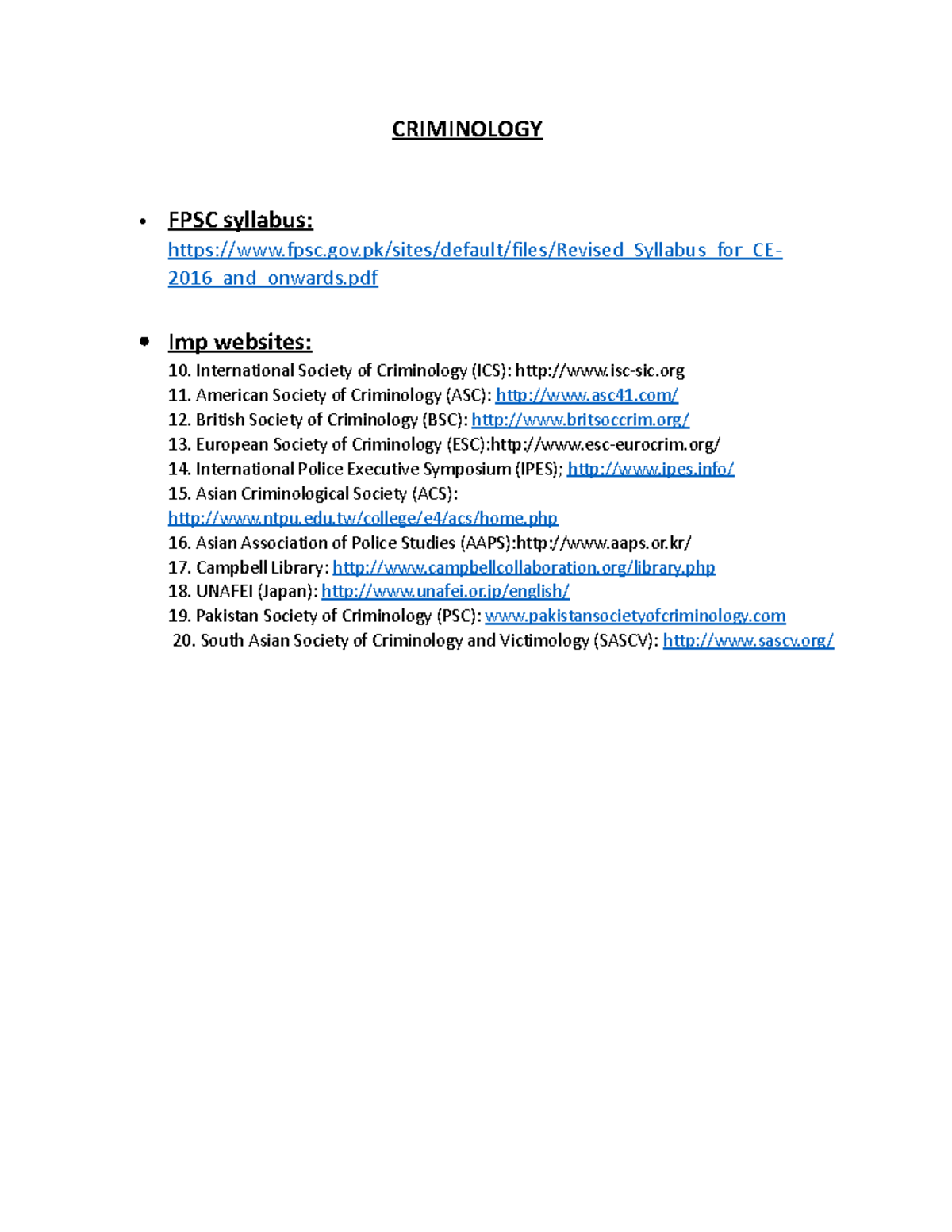 Criminology Notes - CRIMINOLOGY FPSC syllabus: - Studocu