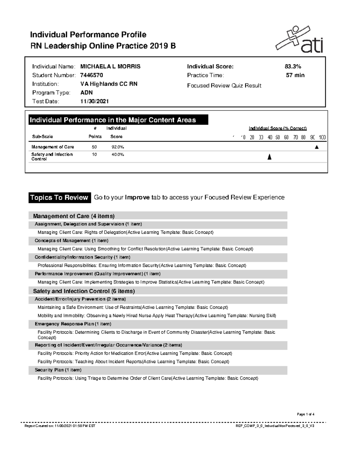 ATI Leadership Practice Test B pre proctored - Individual Performance ...