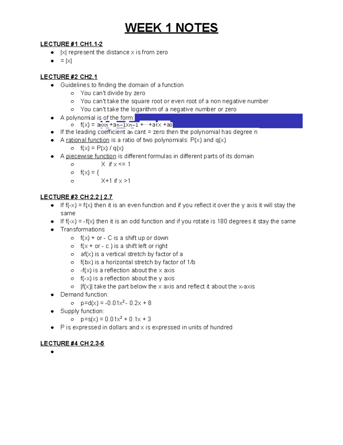 Math 157 Week 1 - math 157 week 1 lectures - WEEK 1 NOTES LECTURE #1 ...