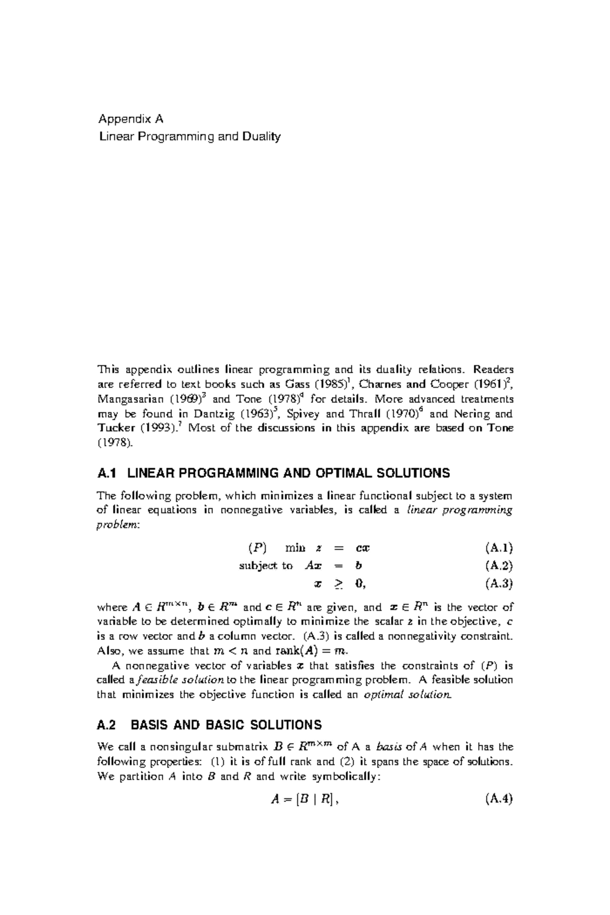 1 - Tutorial work - Appendix A Linear Programming and Duality This appendix outlines linear ...