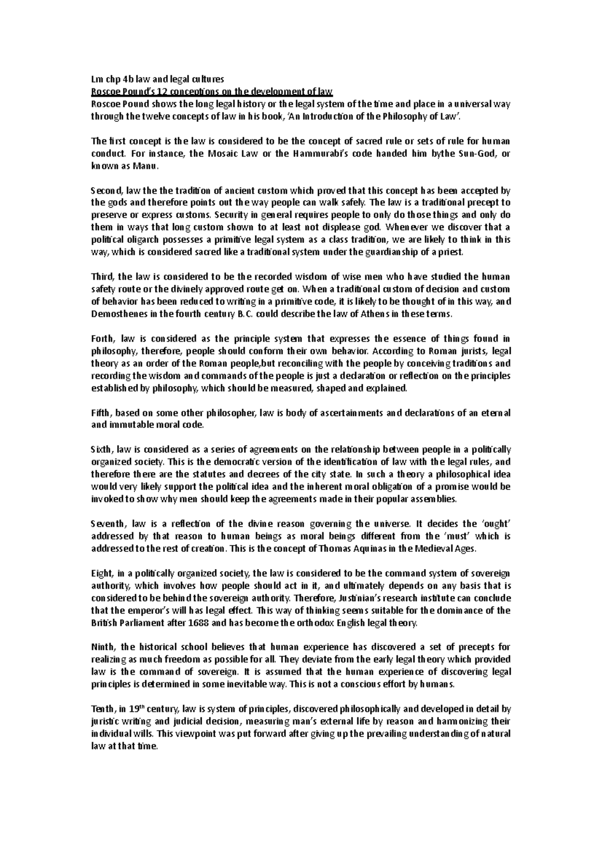 Lm chp 4b law and legal cultures - The irst concept is the law is ...