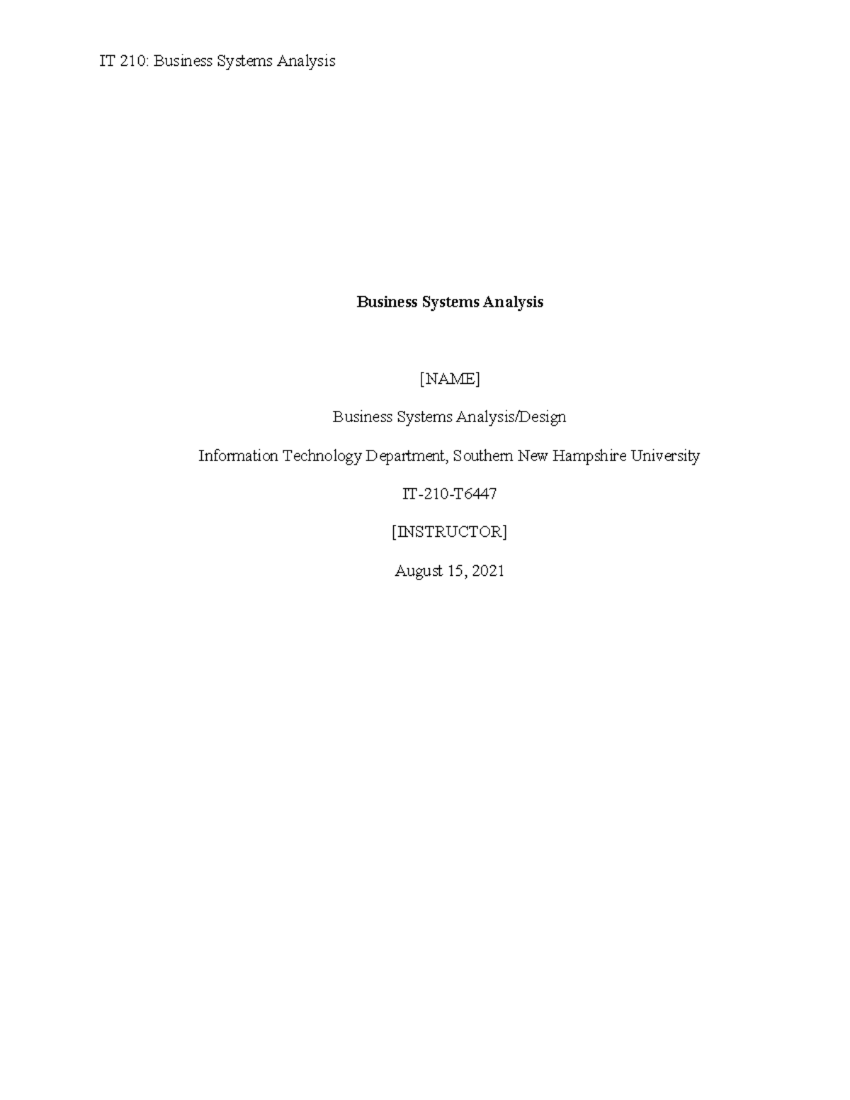 IT 210 7-3 Final Project Business Systems Analysis - Business Systems ...