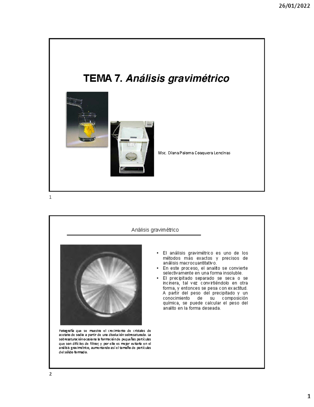 Tema 7 Gravimetria 1 - gravimetría en química analítica - TEMA 7 ...