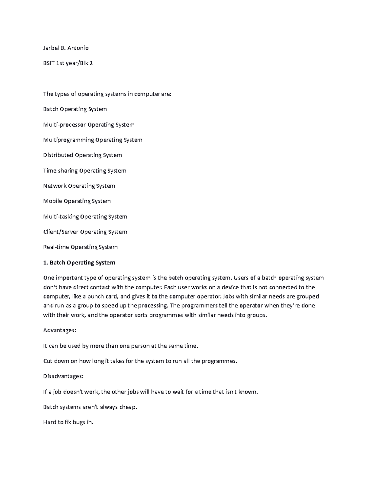 Assignment #4 - For essay purpose - Jarbel B. Antonio BSIT 1st year/Blk ...