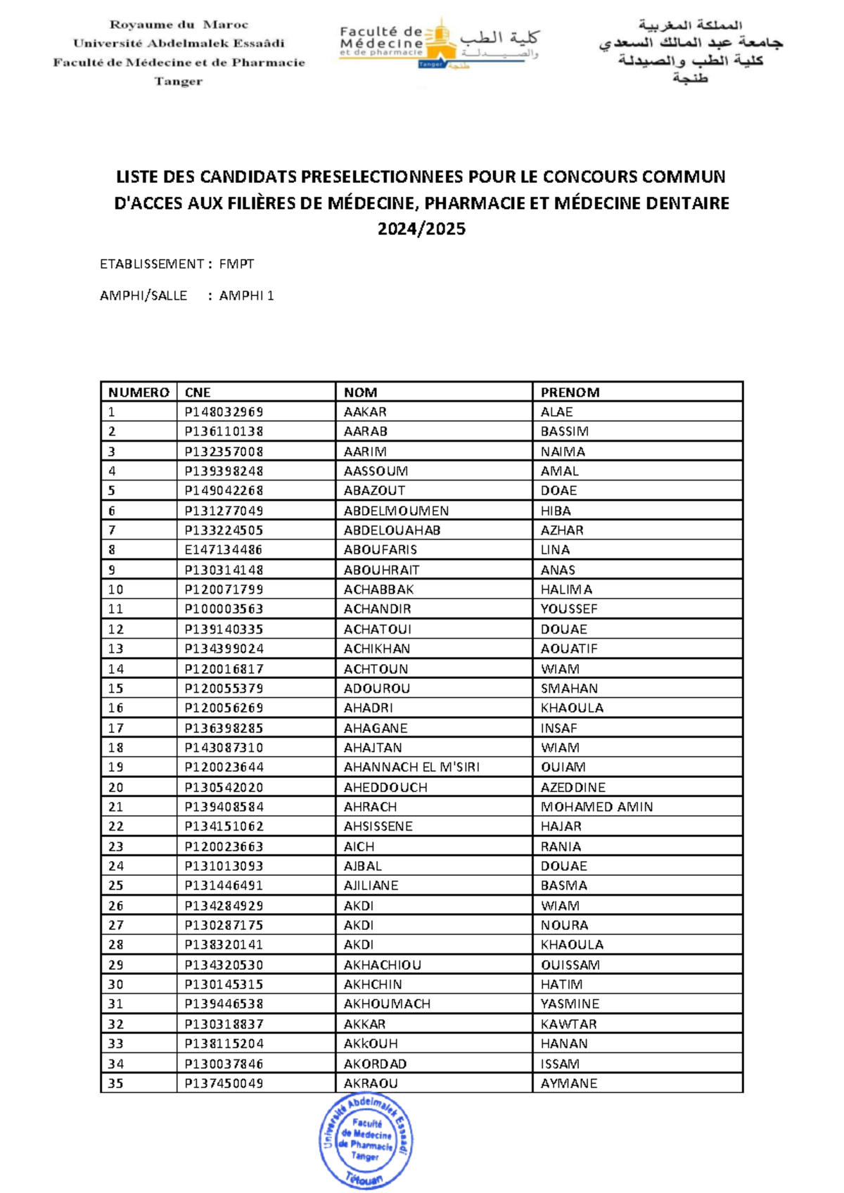 Affichage Listes Candidats 24 25 V3-51-61 - LISTE DES CANDIDATS ...