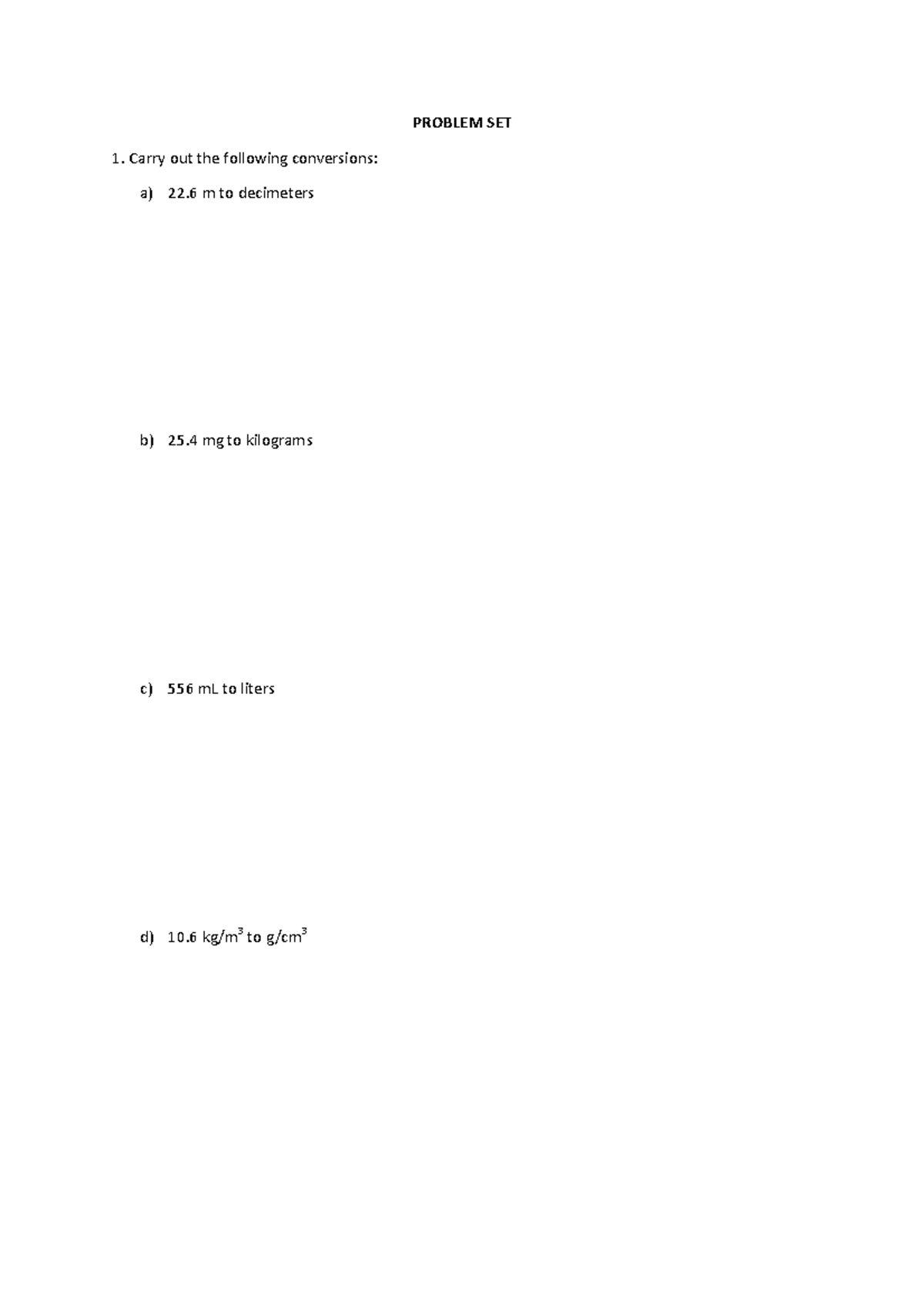 Problem SET - Bachelor of Science in Civil Engineering - Carry out the ...