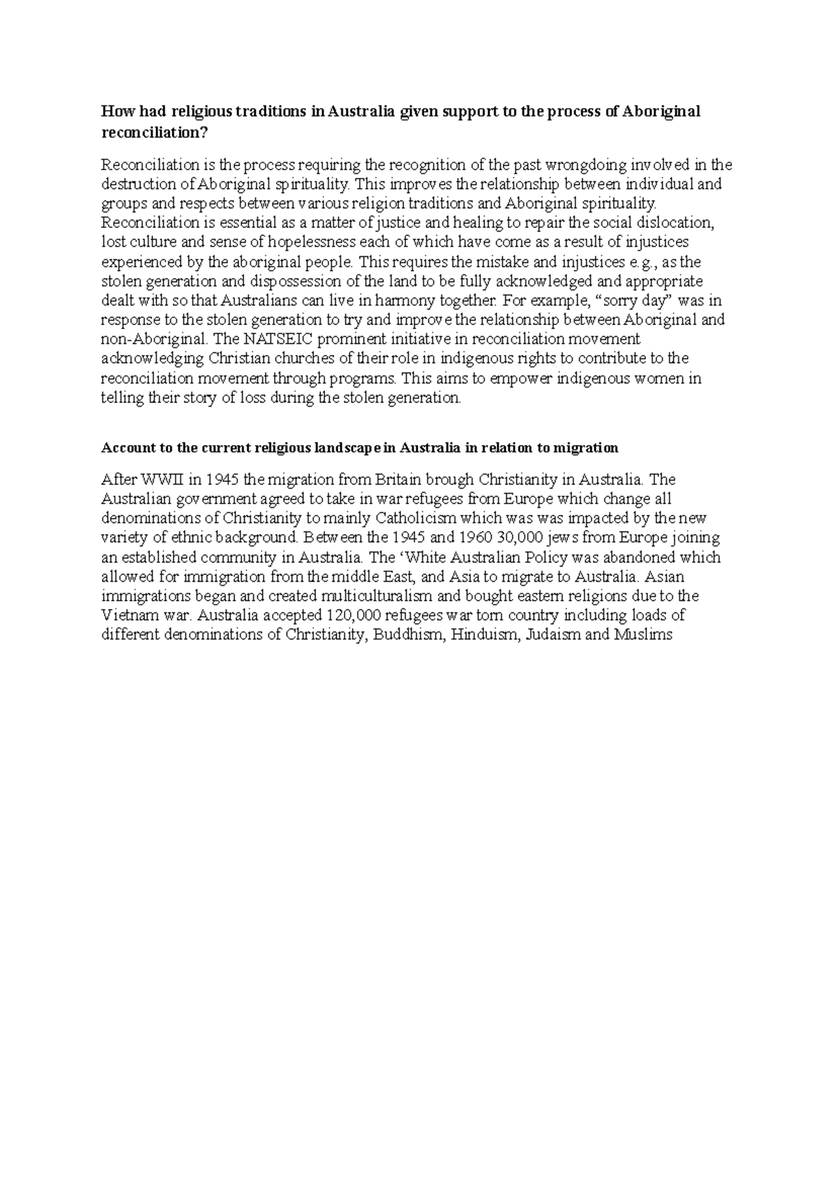 Religion short answer - full marks essays - How had religious ...