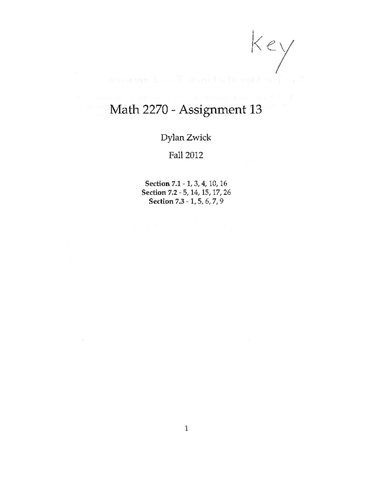 Seminar assignments - Assignment 13 with solutions - Math 2270 ...