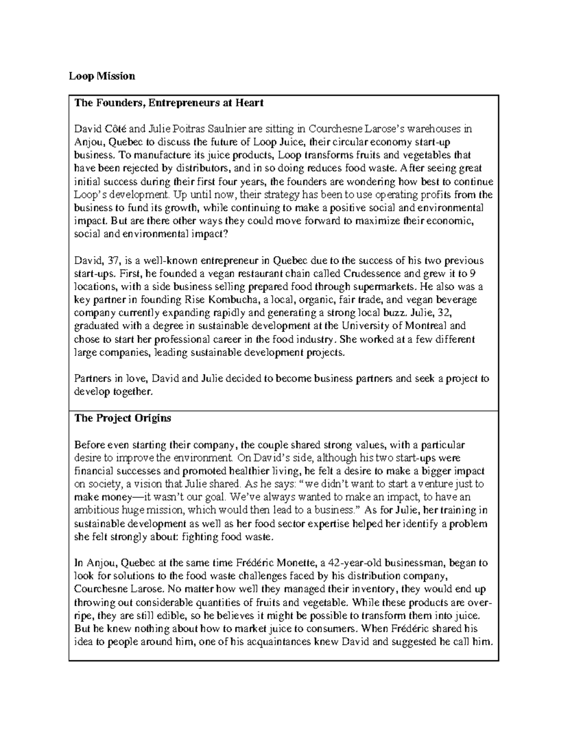 Loop case - loop case analysis a case of loop for entrepreneurs - Loop ...