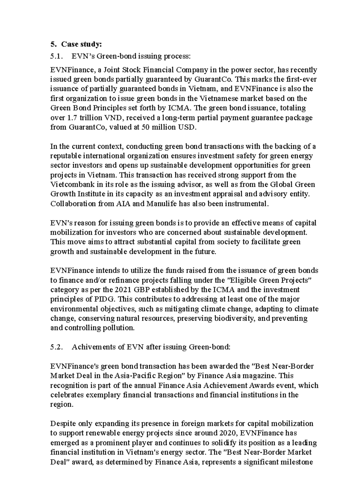 5. Case study - dddđ - Case study: EVN’s Green-bond issuing process ...