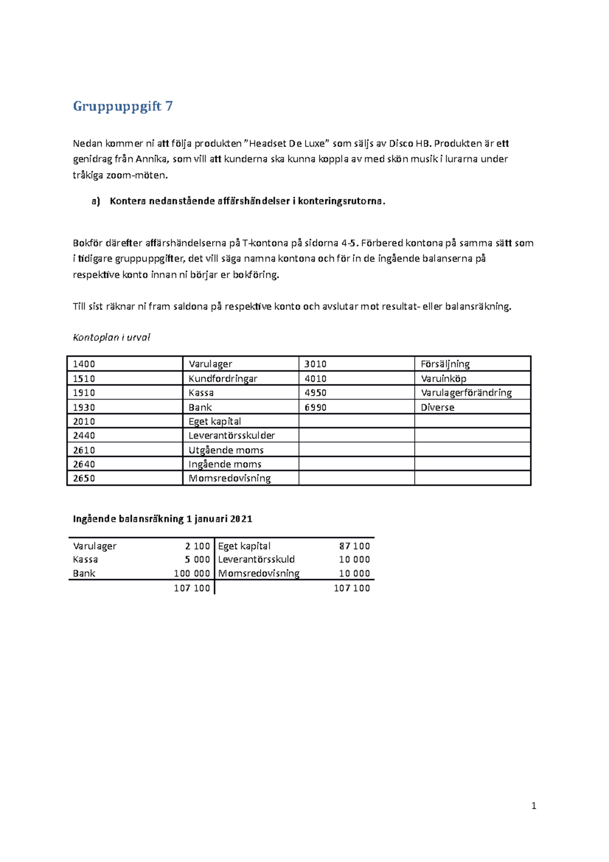 Gruppuppgift 7 - Produkten är ett genidrag från Annika, som vill att kunderna ska kunna koppla ...