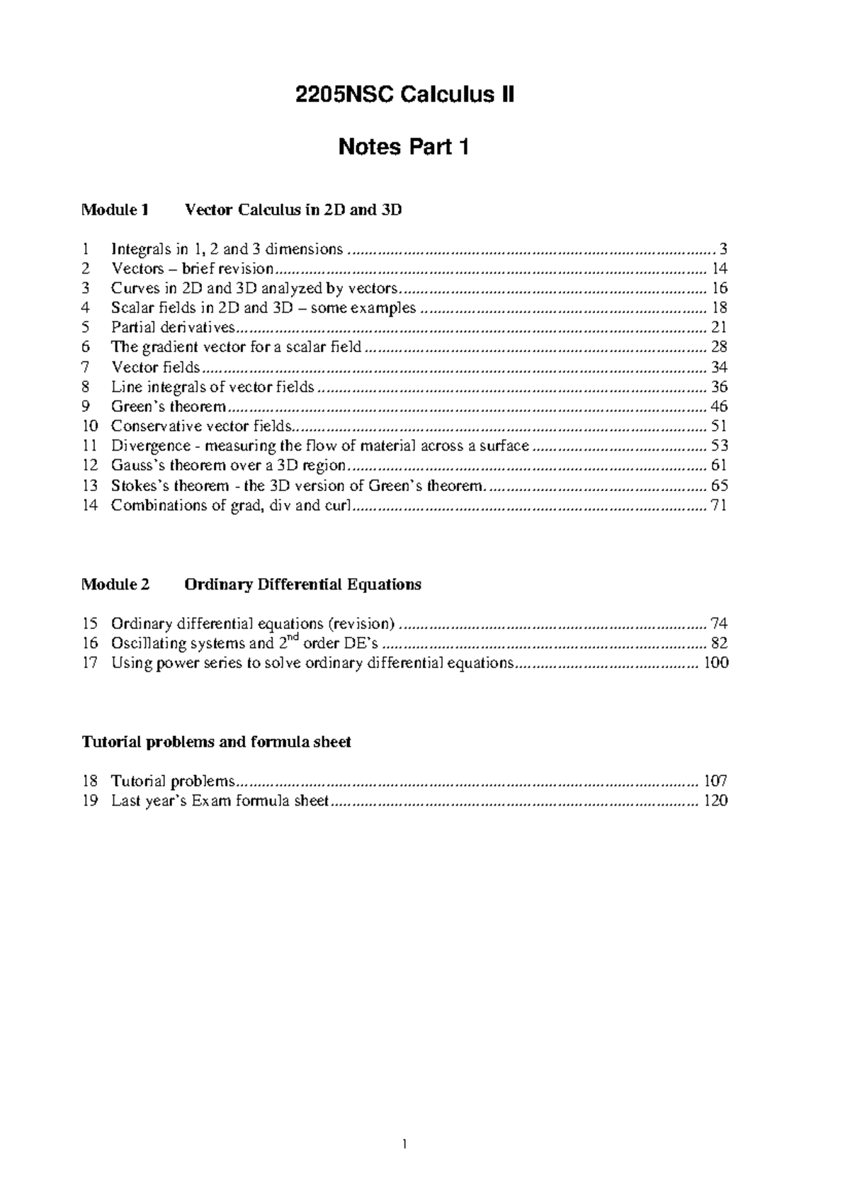 Calculus II Notes - Part 1 - 2205NSC Calculus II Notes Part 1 Module 1 ...