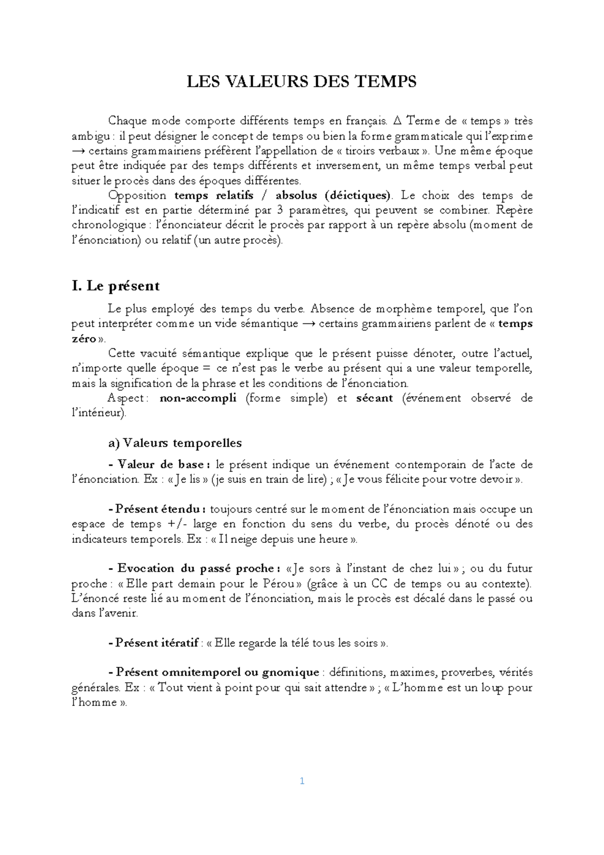 Fiche Valeursdes Temps - LES VALEURS DES TEMPS Chaque mode comporte ...