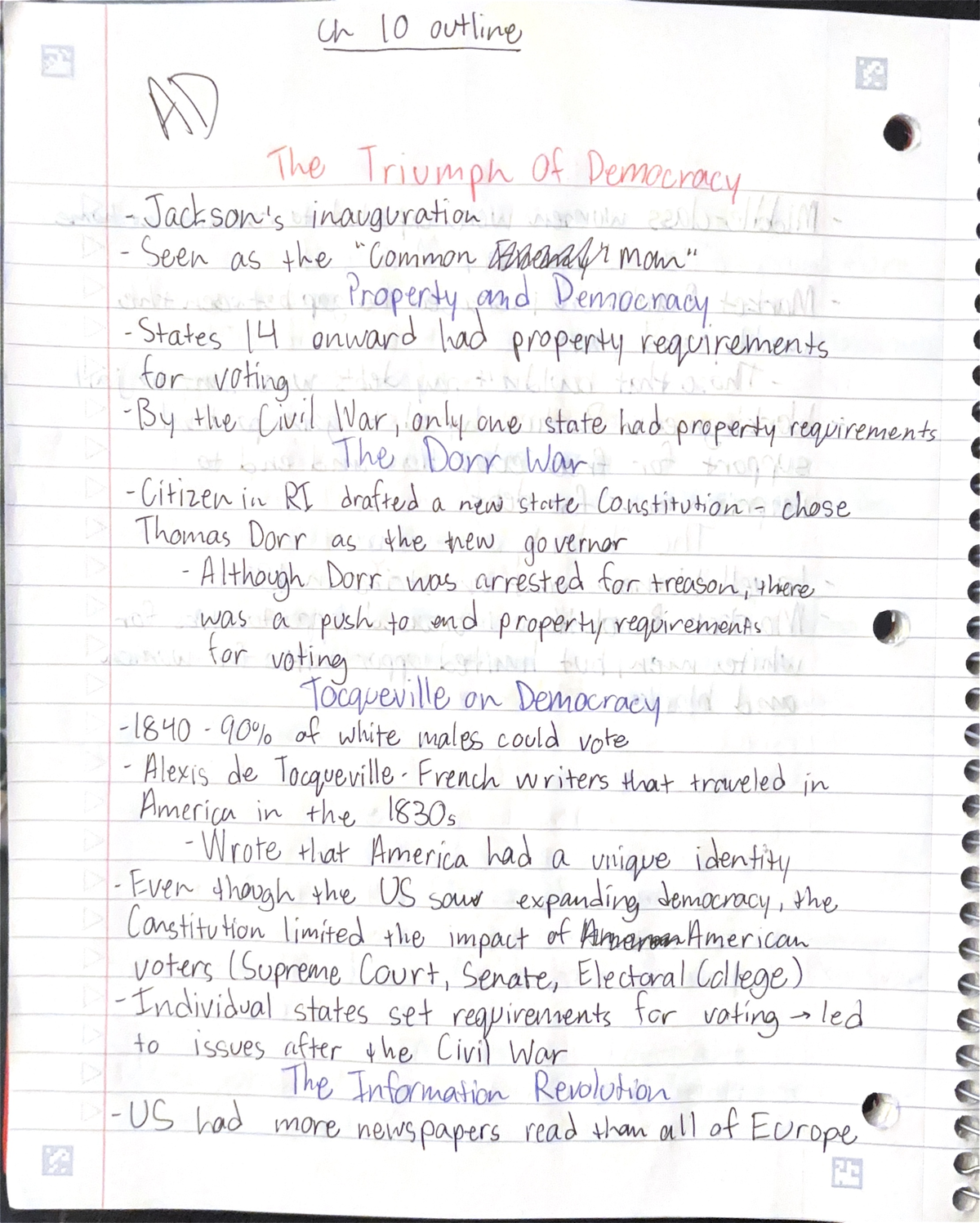 Ch 10 outline - Ch 10 outline The Triumph of Democracy inauguration ...