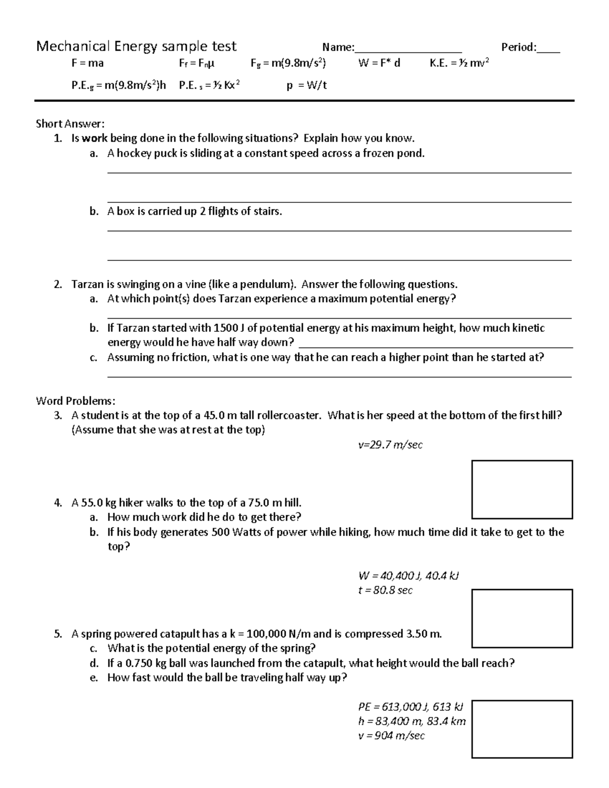 Mechanical+Energy+Sample+Exam - Mechanical Energy sample test Name ...