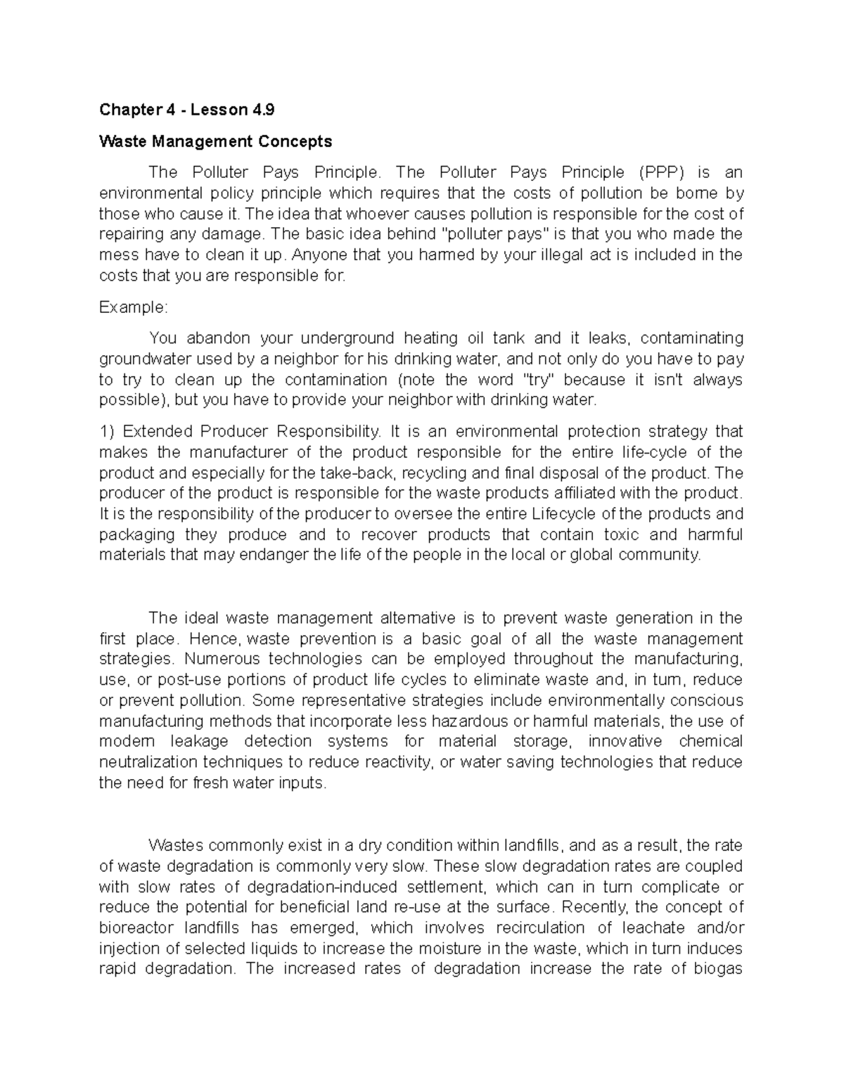 Waste Management Concepts - Chapter 4 - Lesson 4. Waste Management ...