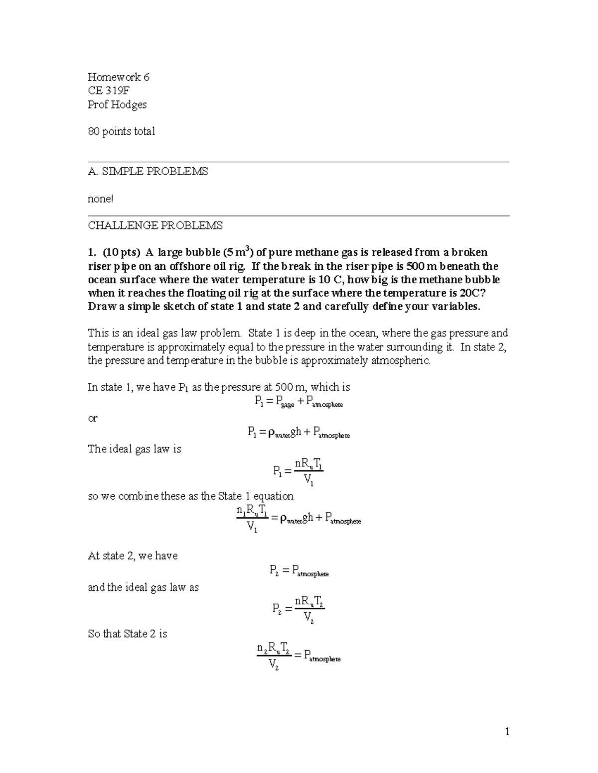 Homework 06 CE 319F solutions-3 - Homework 6 CE 319F Prof Hodges 80 ...