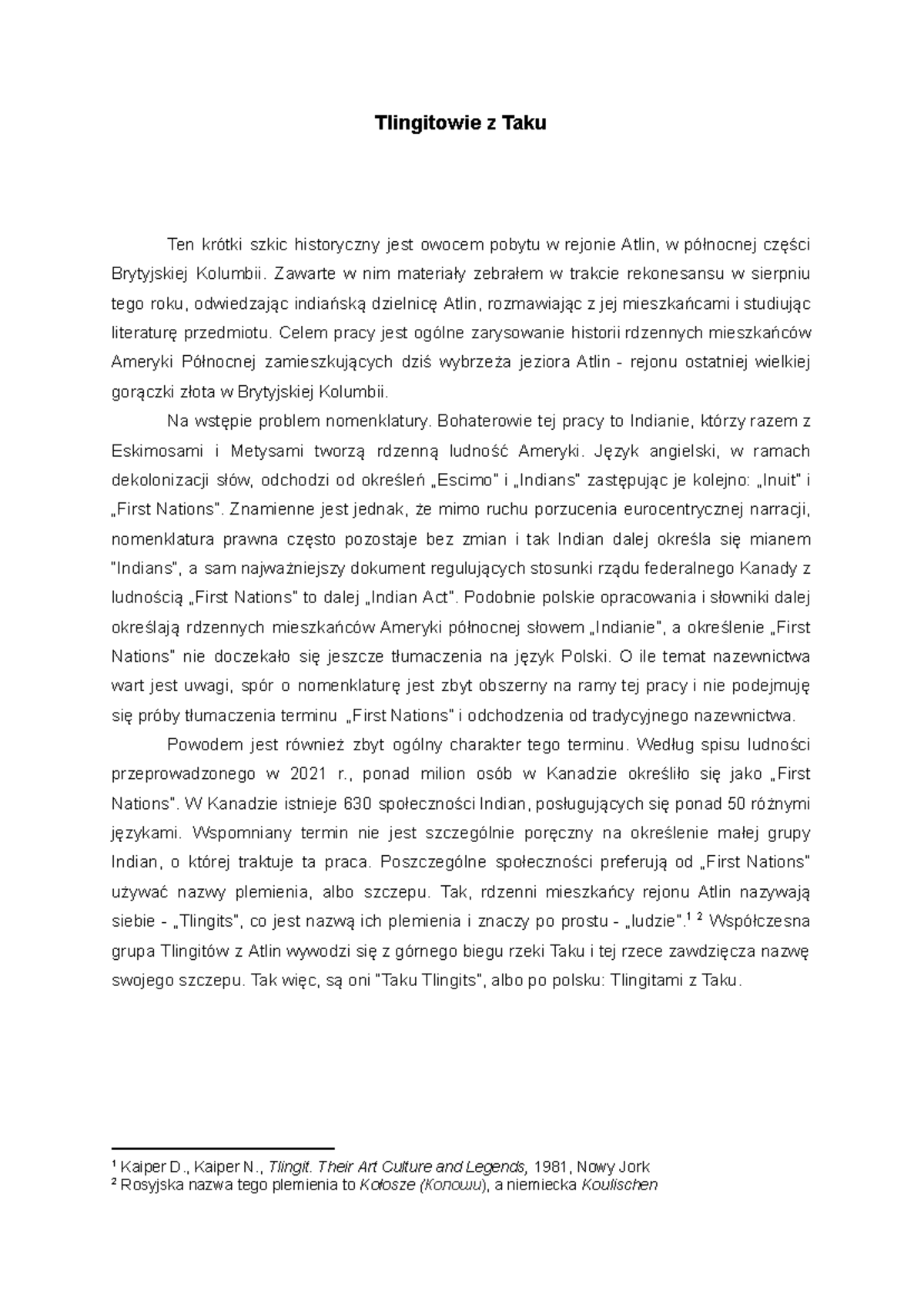 Gunana - wefew efw - Tlingitowie z Taku Ten krótki szkic historyczny ...