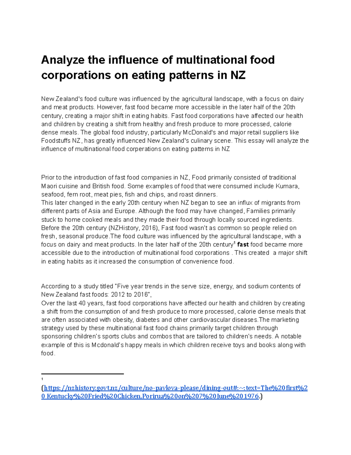 Food tech - it was for school - Analyze the influence of multinational ...