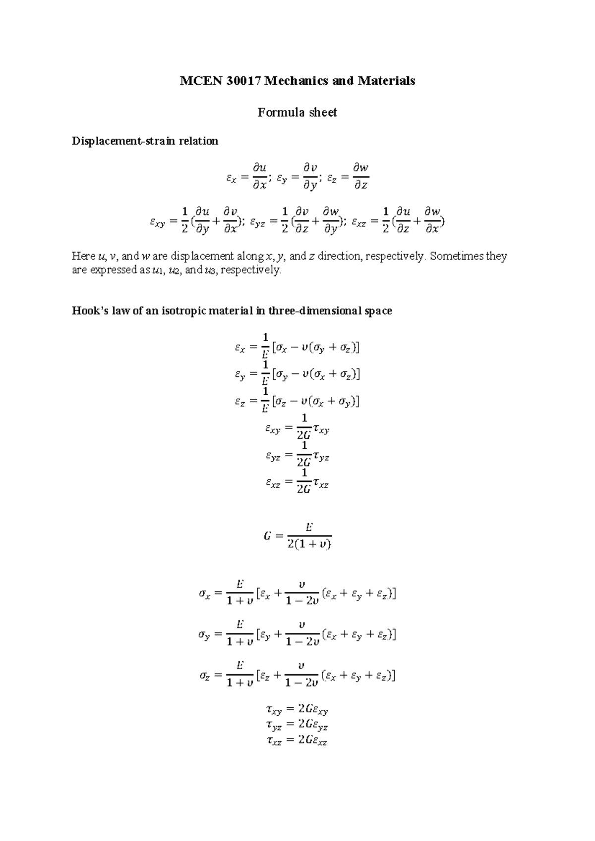 Formula-Sheet - Summary Analog and Digital Electronics Concepts - MCEN ...