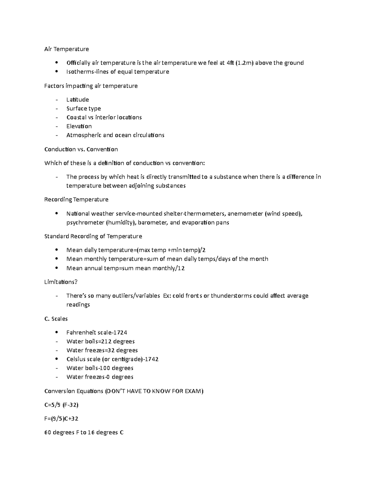 Week 4 in class geography notes - Air Temperature Officially air ...