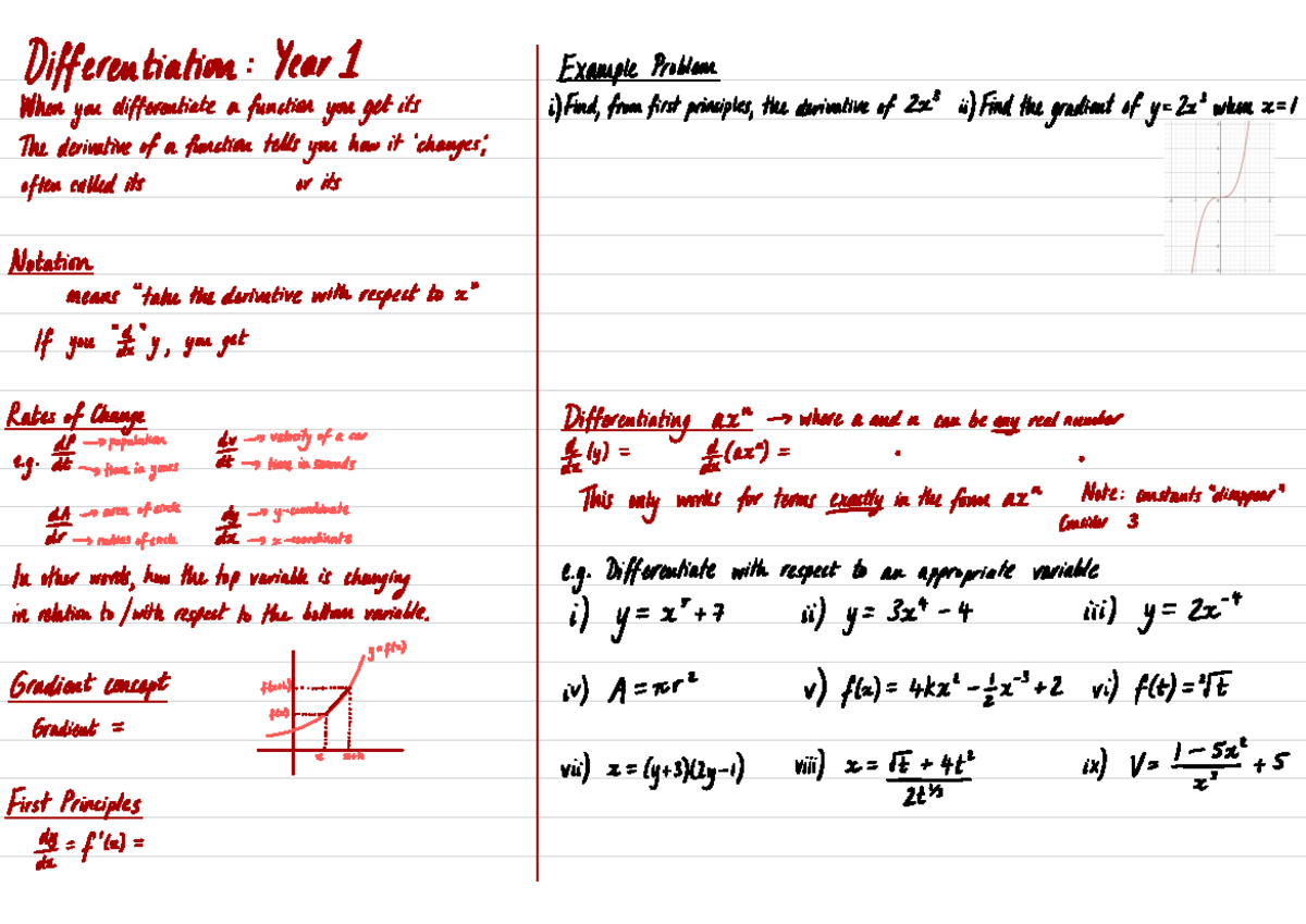 Differentiation, Explained (blank) - Differentiation : Year 1 Example ...