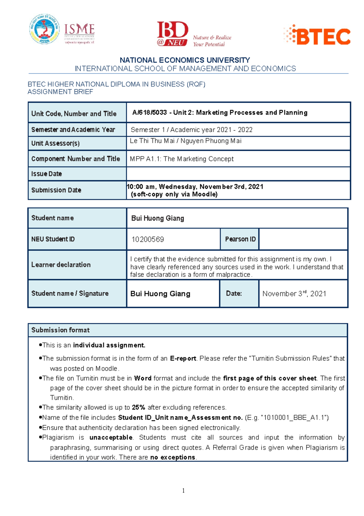 MPP A1.1 Assignment Brief - NATIONAL ECONOMICS UNIVERSITY INTERNATIONAL ...
